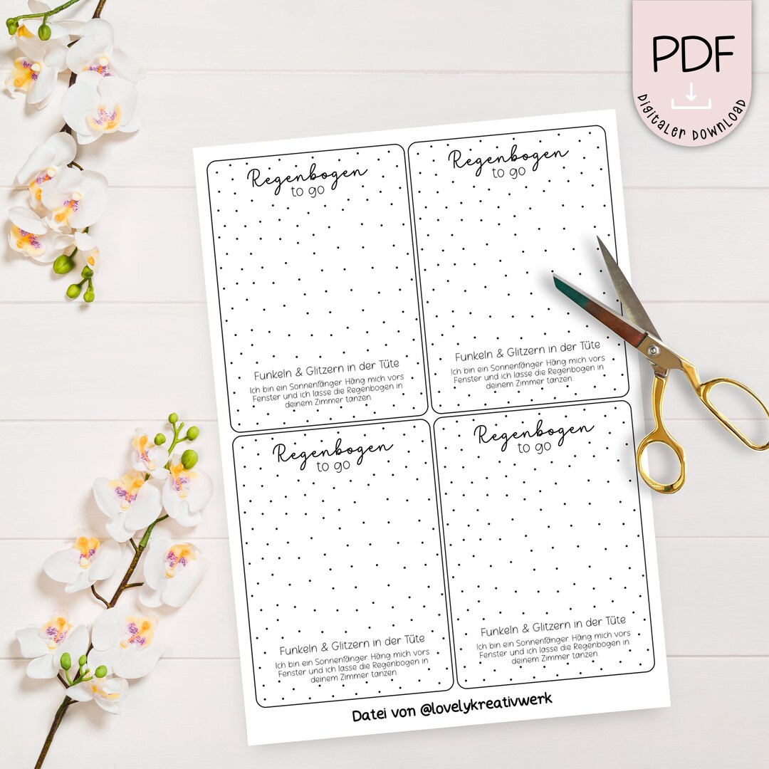 Print Template Suncatcher Card Rainbow to Go in 2 Sizes PDF in A4 ...