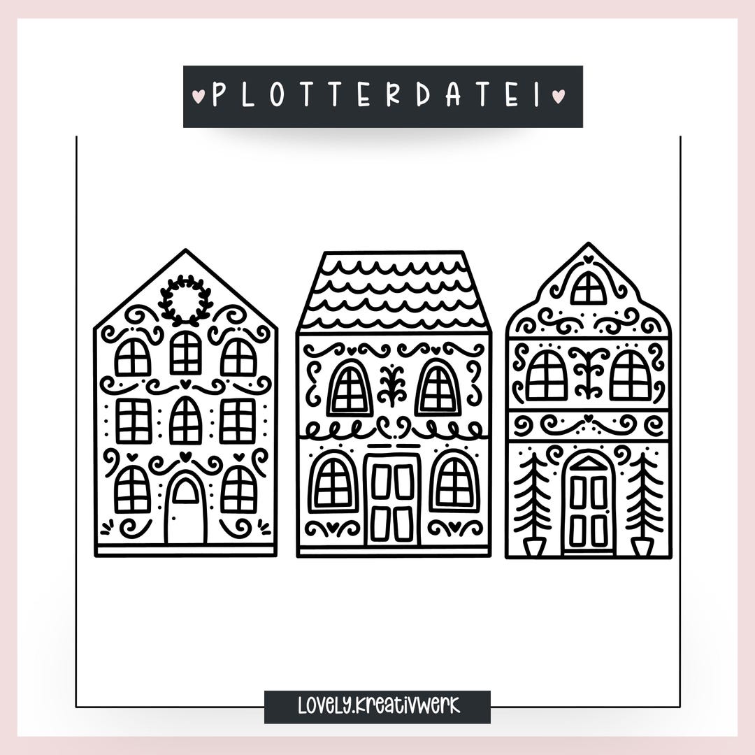 Plotter File Cottage Winter Cottage Christmas Happy Home Cottage ...