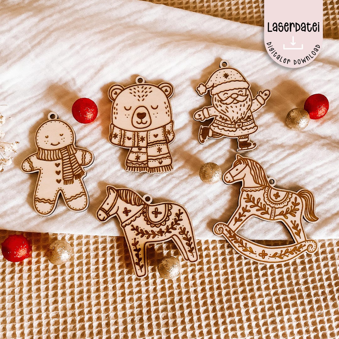 Laser File Christmas Christmas Tree Decoration Pendant Santa Polar Bear ...