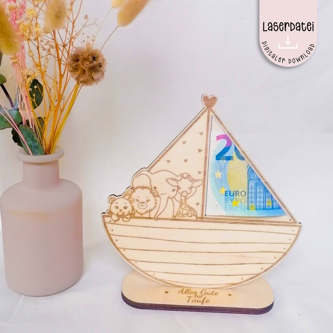 Iell Laser File Money Gift Baptism Boat Ark Animals Communion Wood SVG ...