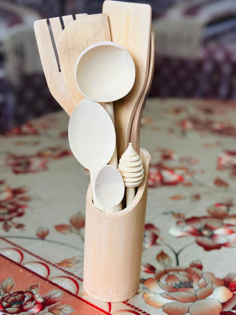 Wooden Utensils for Cooking (set-8 Pieces), Handmade/handcrafted Wooden ...