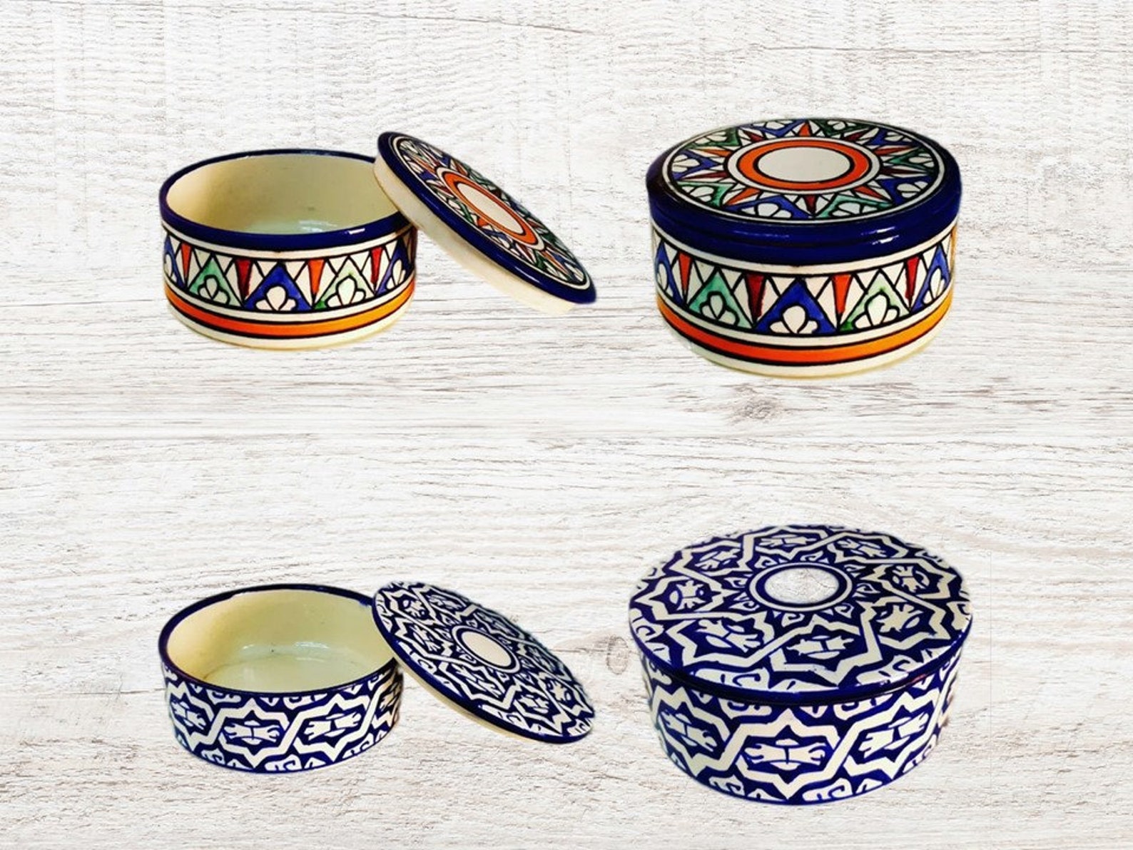 Moroccan Ceramic Pots With Lids, Handmade Pots With Lids, Hand-painted ...