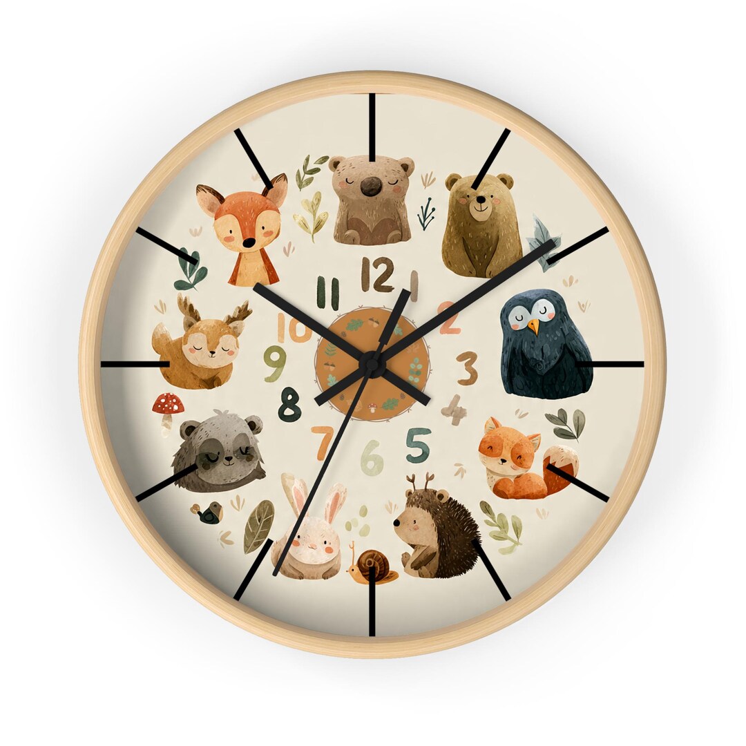 Woodland Animals Nursery Clock | Watercolor Forest Friends Design - Etsy