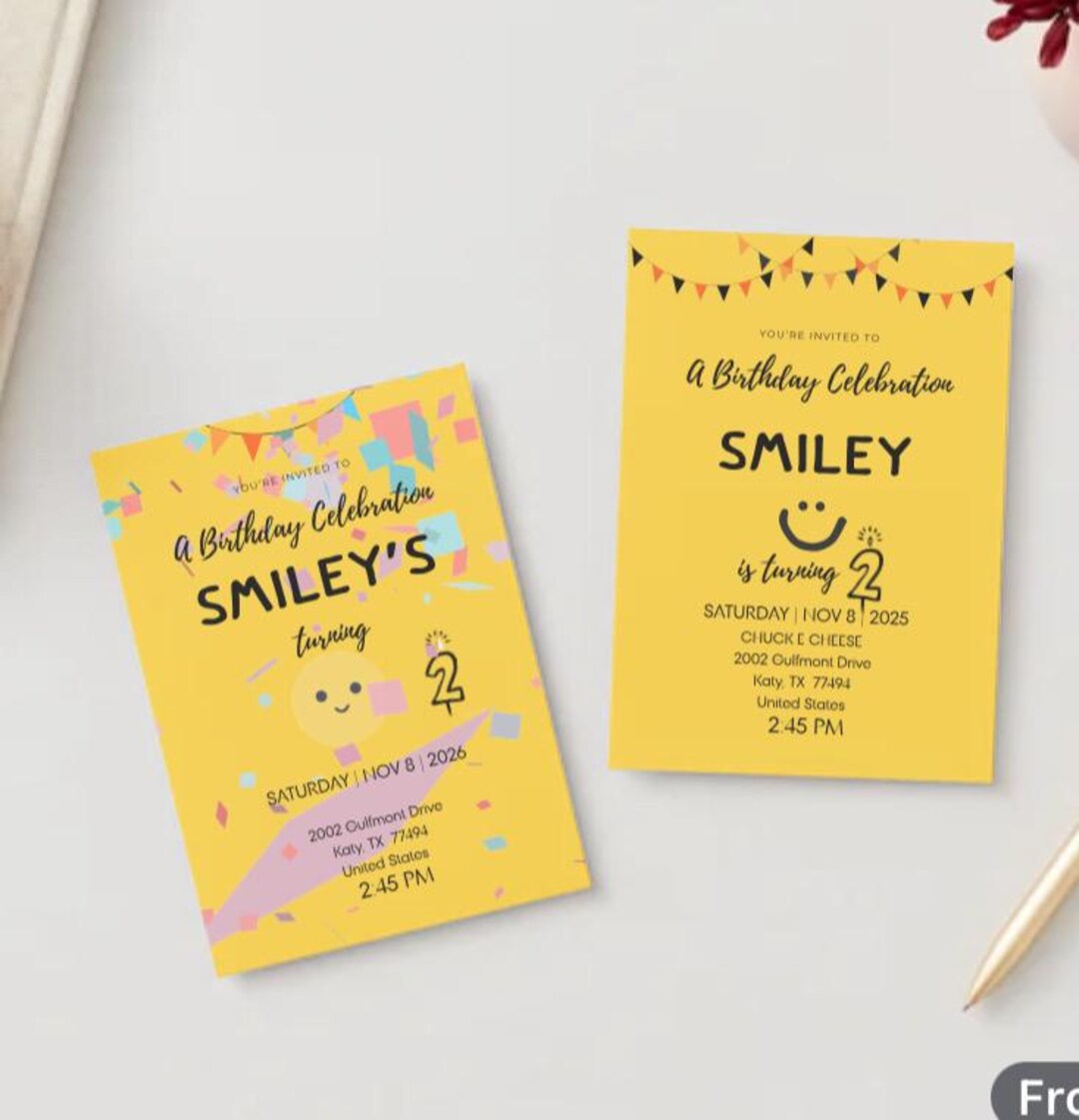 Smiley Face Digital Invitation Set – 2 Designs + 1 Animated Version ...