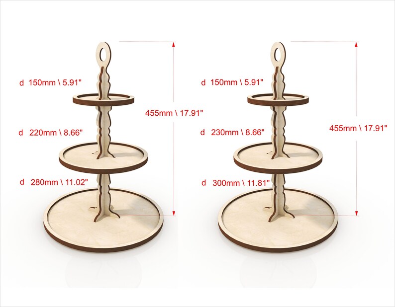 3 Tiered Tray SVG Laser Cut File Round 3 Tier Tray Svg Laser - Etsy