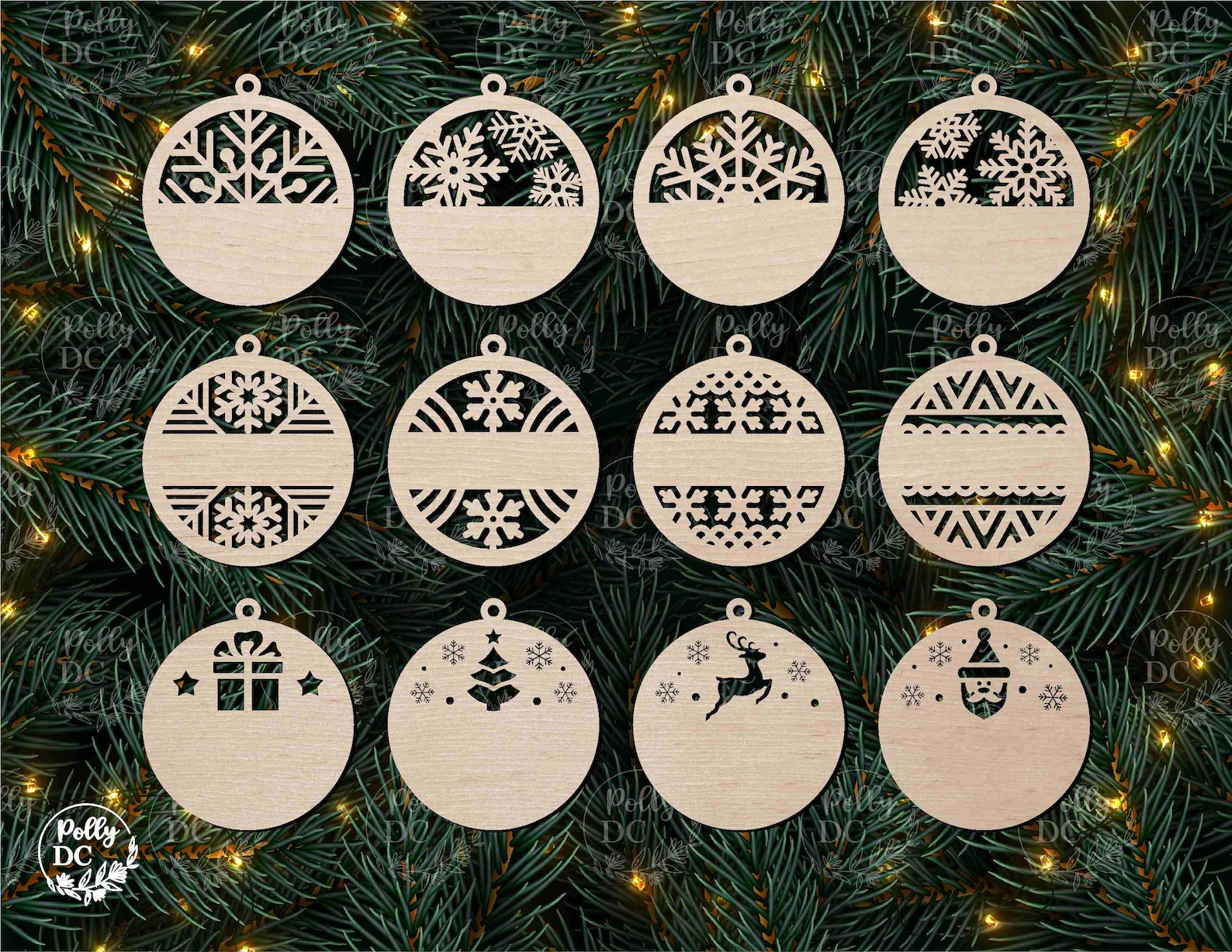 Personalized Christmas Tree Ornaments Bundle SVG Cut File, Paper Cut ...