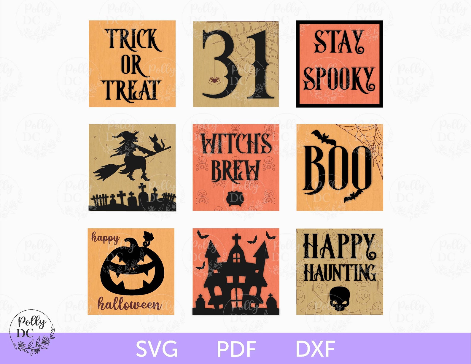Halloween Mini Signs Svg Laser Cut File, Halloween Interchangeable ...