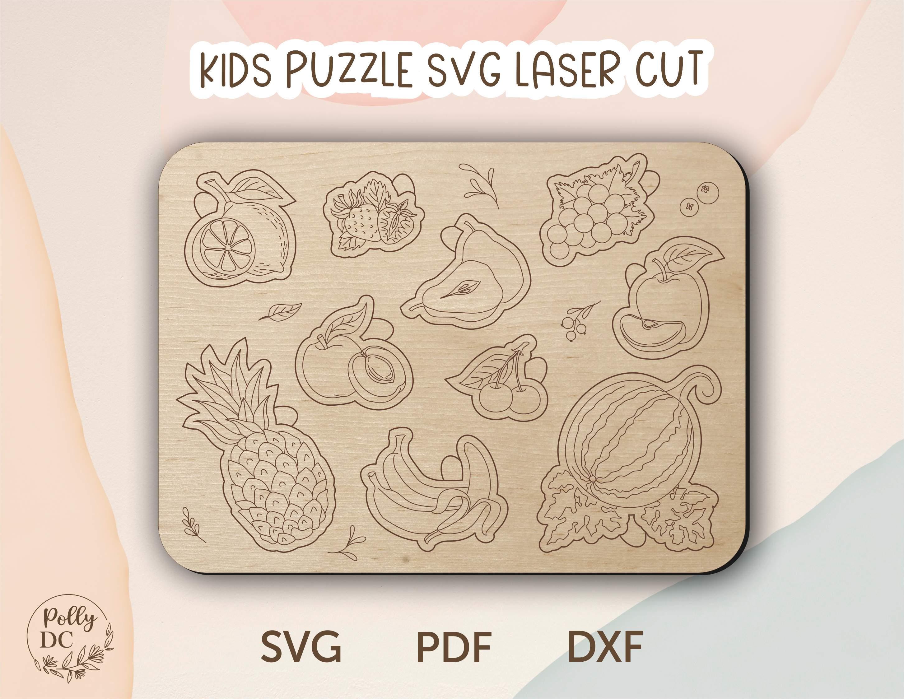 Fruits Puzzle Laser Cut File, Montessori Educational Toy SVG, Toddler ...