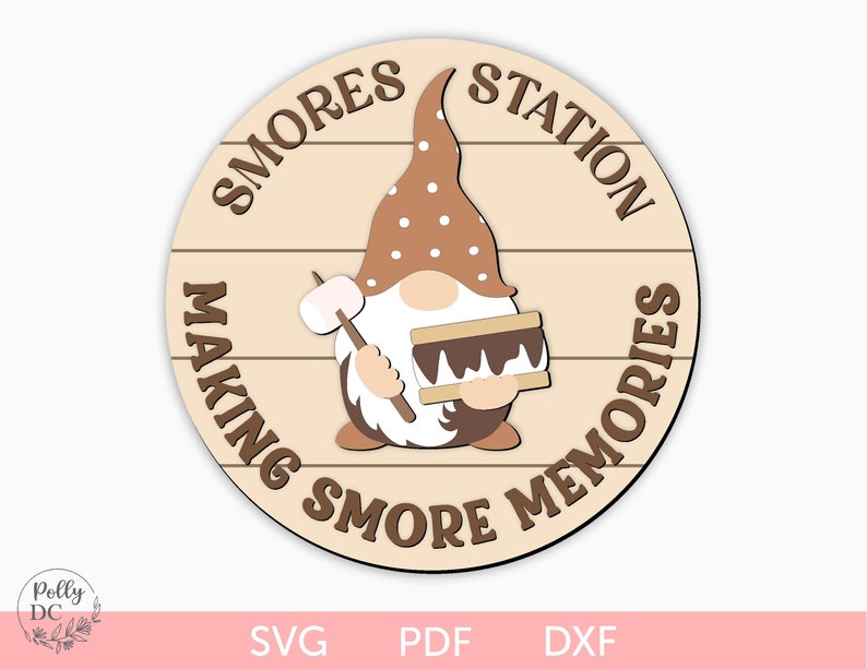 Smore Sign SVG Laser Cut File, S'more Station Sign Svg, Gnome With ...