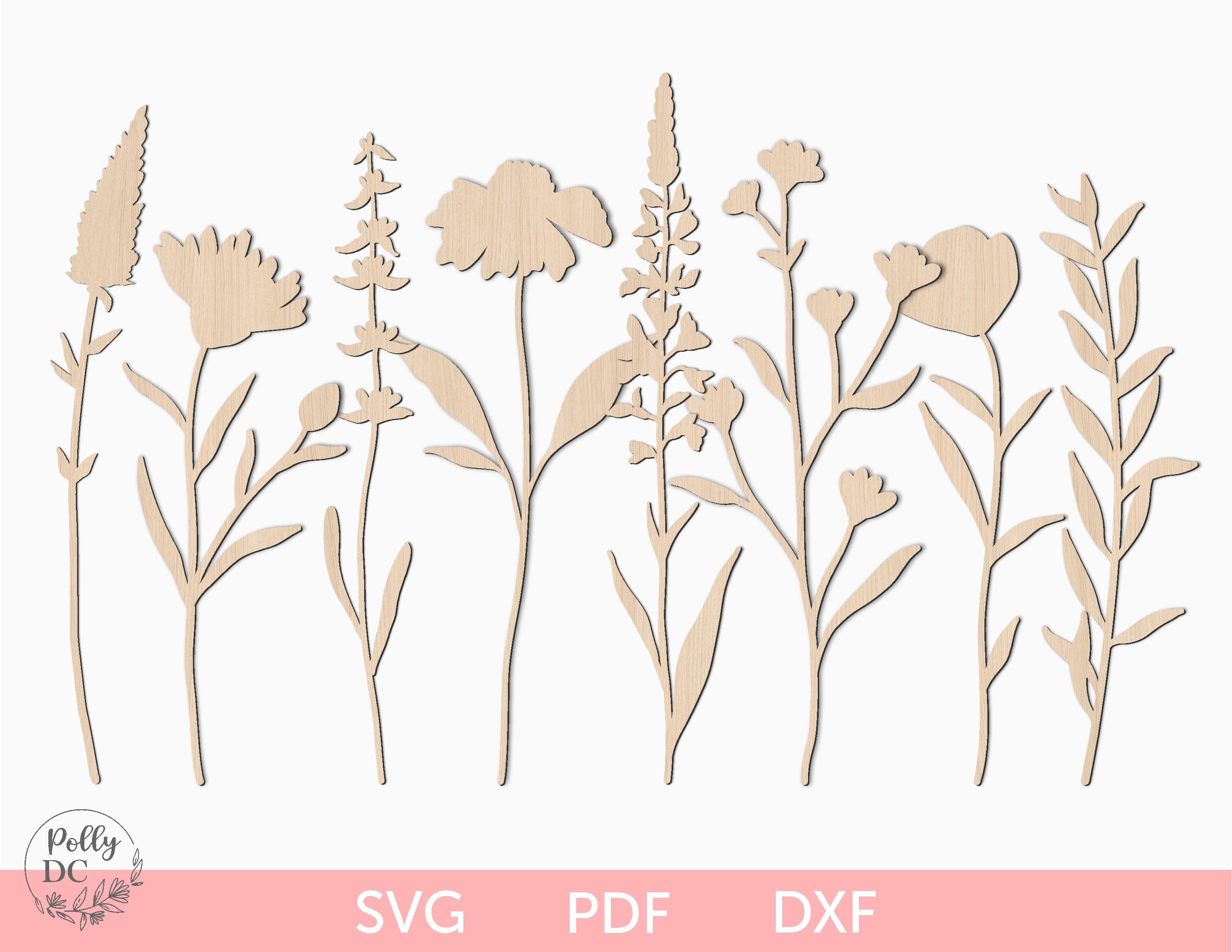 Wild Flowers Svg Bundle Wild Flowers Laser Cut File Wooden - Etsy