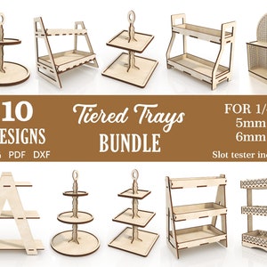 Tiered Tray SVG Bundle, Tiered Trays SVG Cut File, Laser Cut Tiered ...