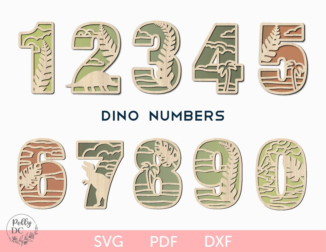 Dino Numbers SVG, Laser Cut File, Dinosaur Numbers Cut File, Dinosaur ...