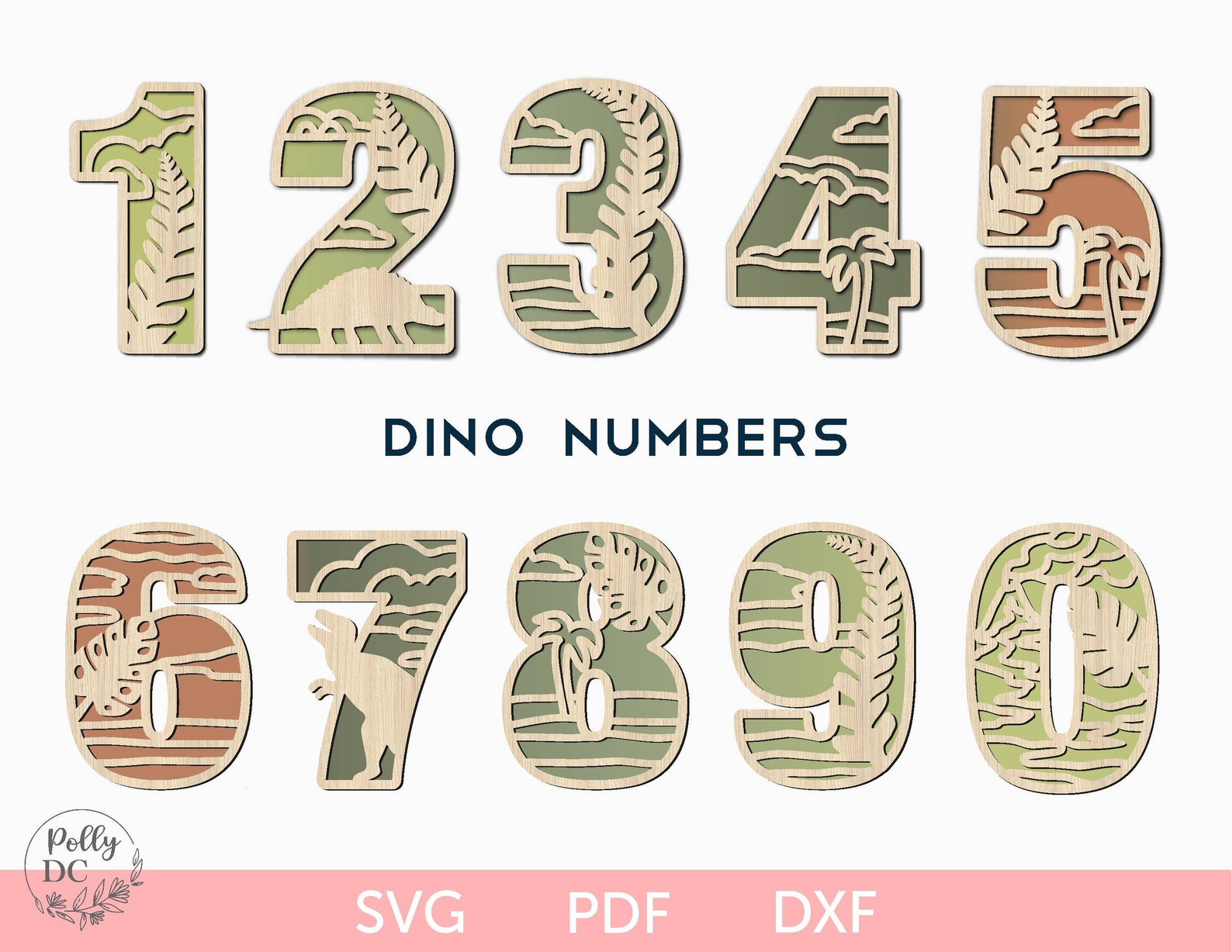 Dino Numbers SVG Laser Cut File Dinosaur Numbers Cut File - Etsy