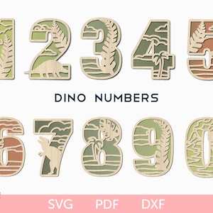 Dino Numbers SVG, Laser Cut File, Dinosaur Numbers Cut File, Dinosaur ...