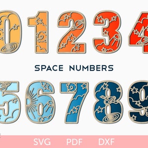 Space Numbers SVG, Laser Cut File, Space Numbers Cut File, 10 0-9 ...