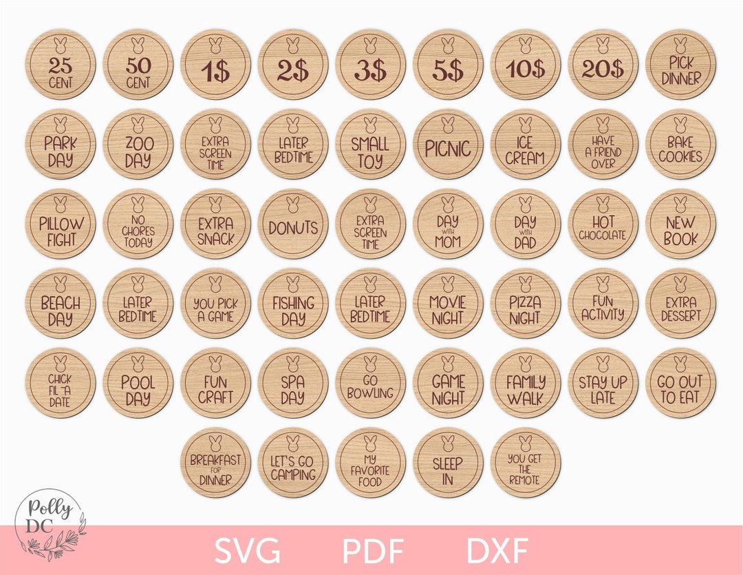 Easter Tokens SVG, 50 Easter Tokens for Eggs Svg, Easter Laser File ...