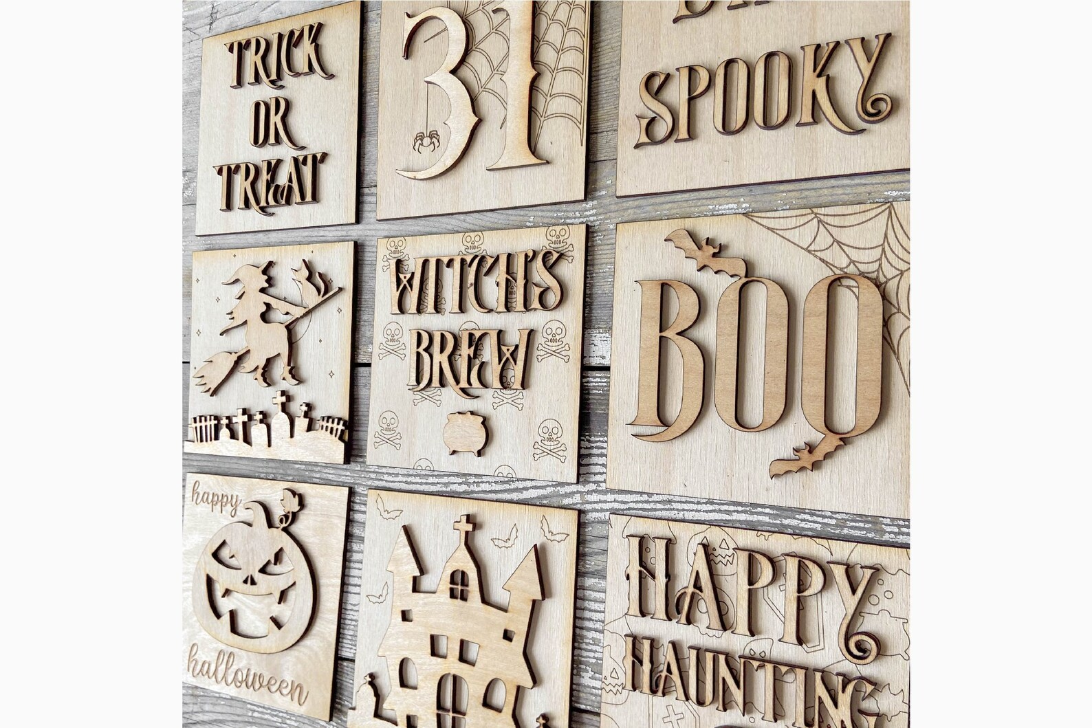 Halloween Mini Signs Svg Laser Cut File, Halloween Interchangeable ...
