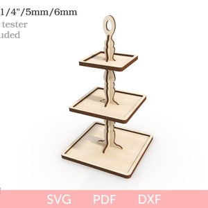 3 Tiered Tray SVG Cut File, Square 3 Tiered Tray Svg Laser Pattern, 3 ...