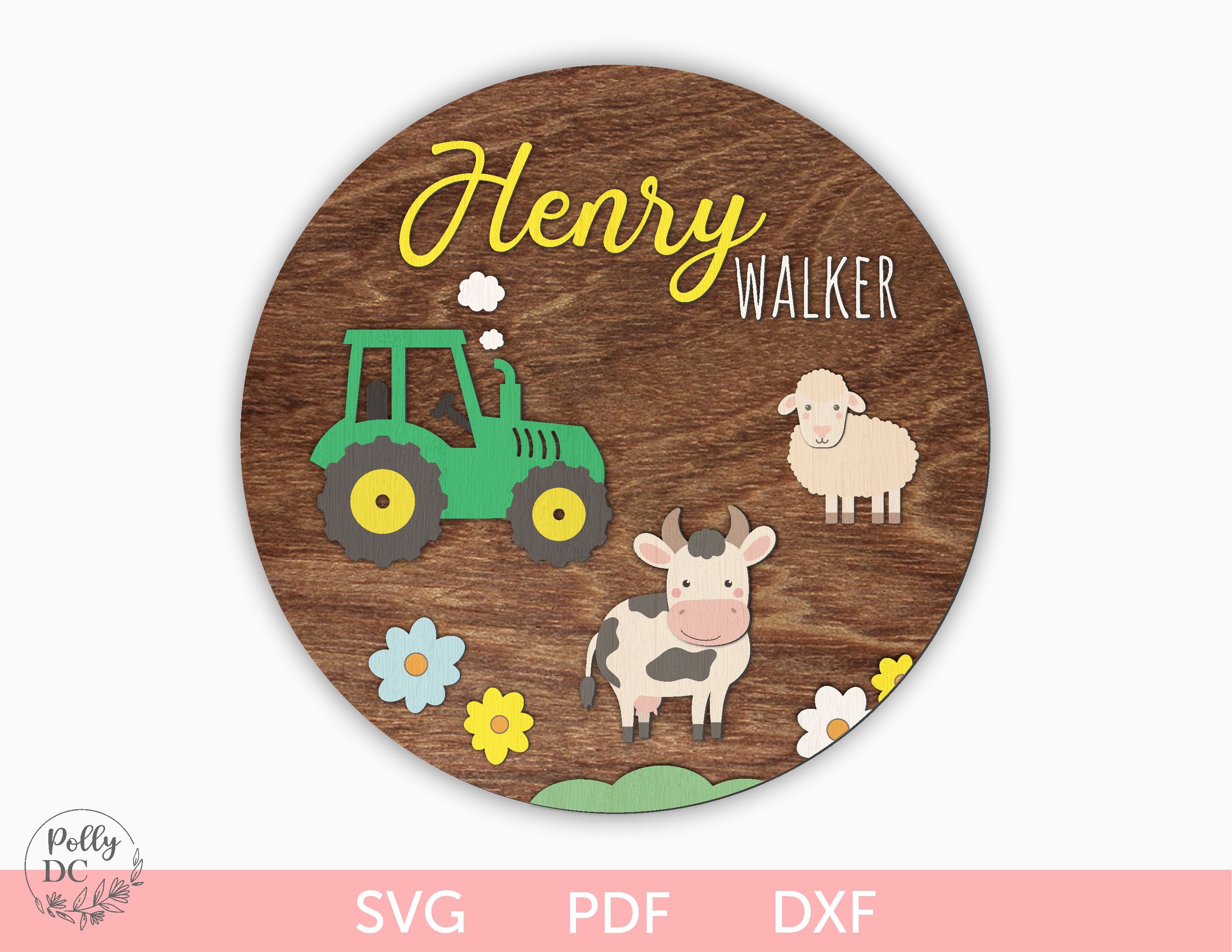 Farm Nursery Sign Svg, Baby Name Sign Svg, Tractor Nursery Name Sign ...