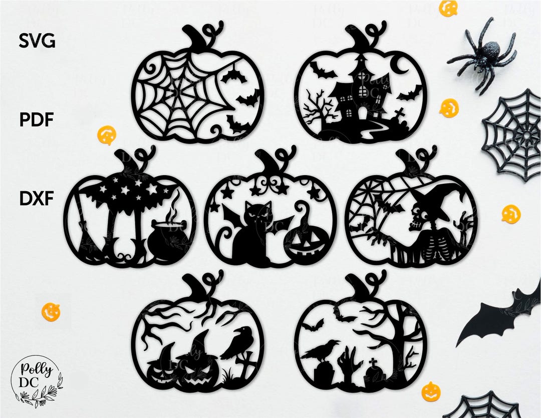 Halloween Pumpkin Bundle Svg, Halloween Decor Laser Cut File, Halloween ...