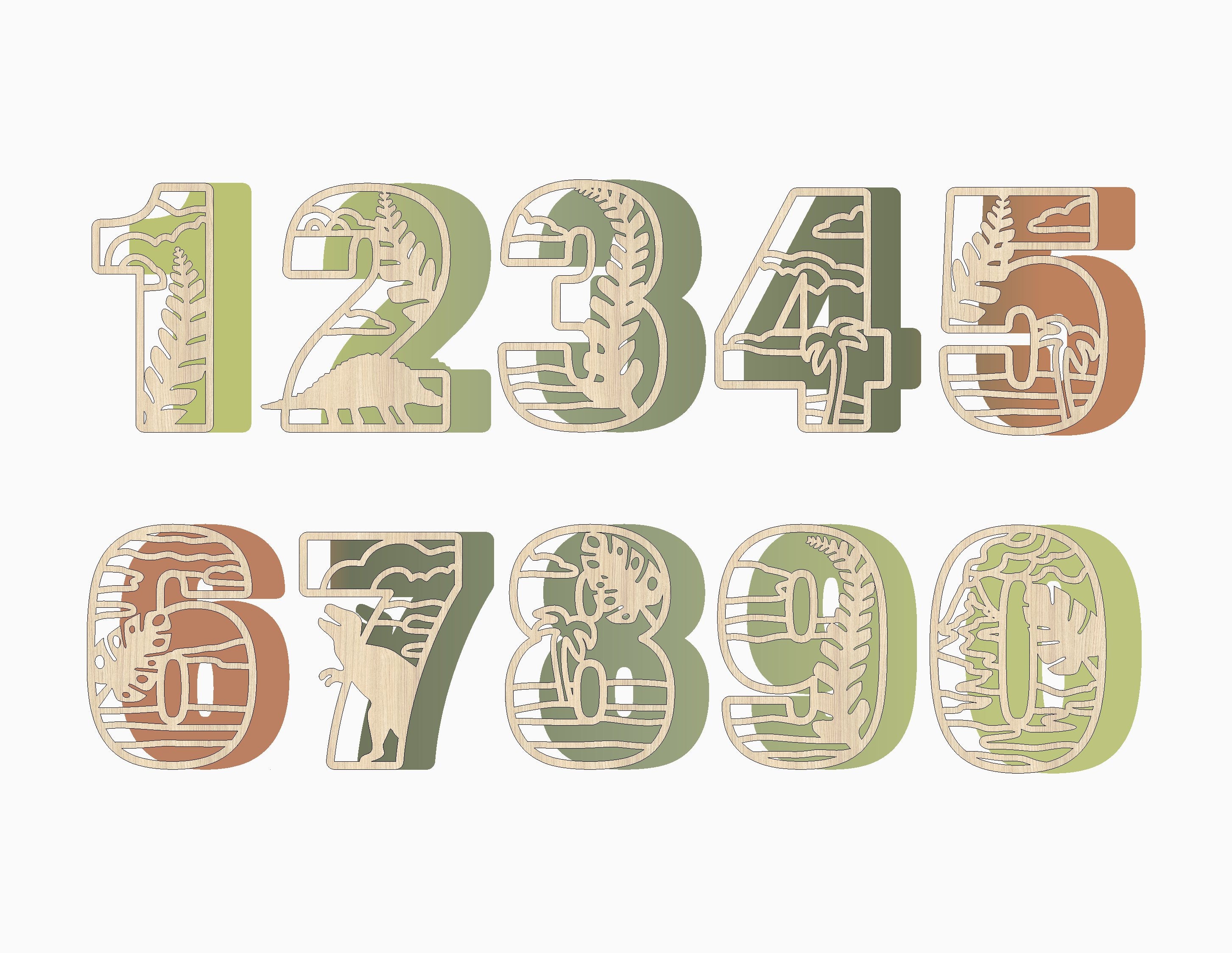 Dino Numbers SVG, Laser Cut File, Dinosaur Numbers Cut File, Dinosaur ...