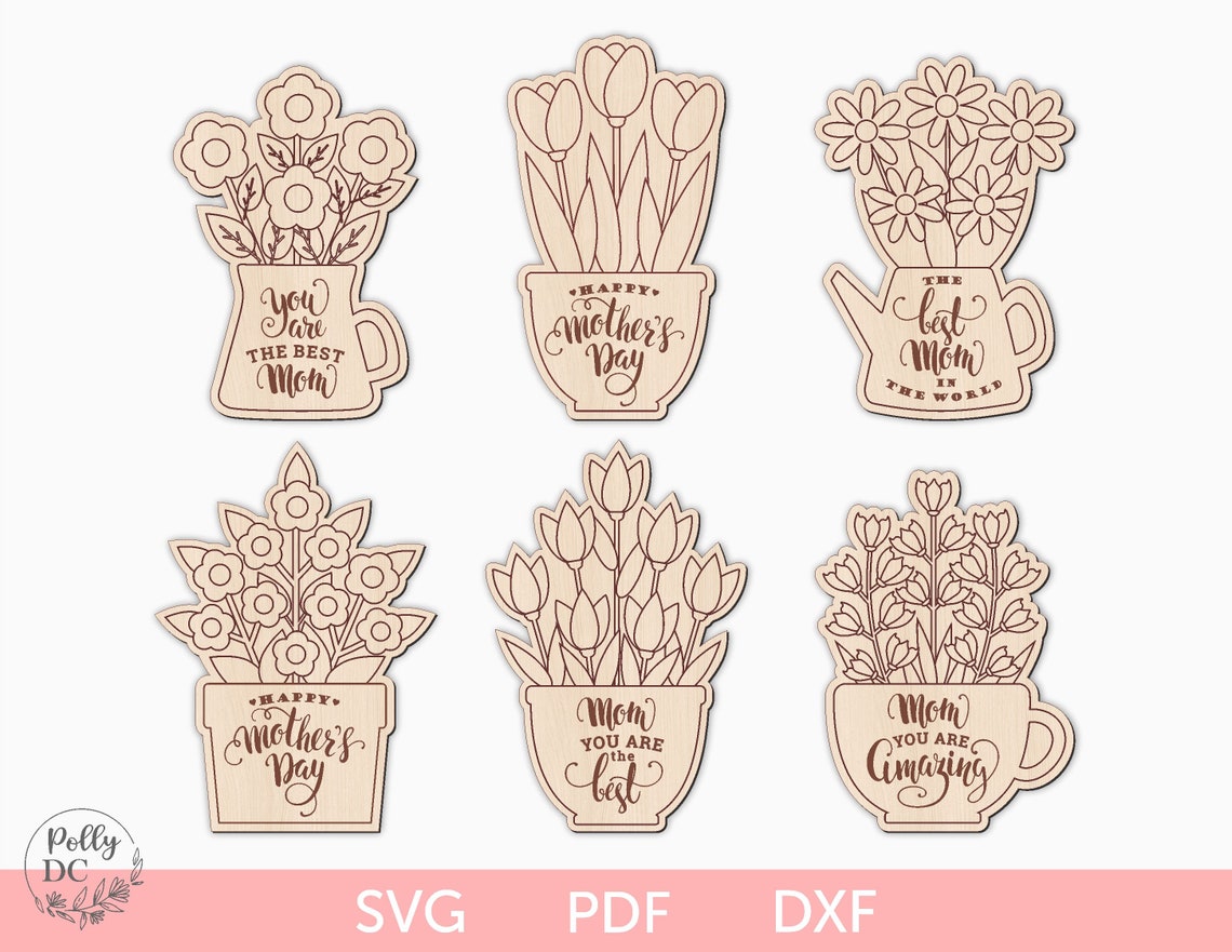 Mothers Day Flowers Coloring Card Svg Laser Cut File Mothers - Etsy