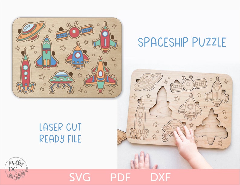 Spaceship Puzzle Laser Cut File, Montessori Educational Toy Laser Cut ...