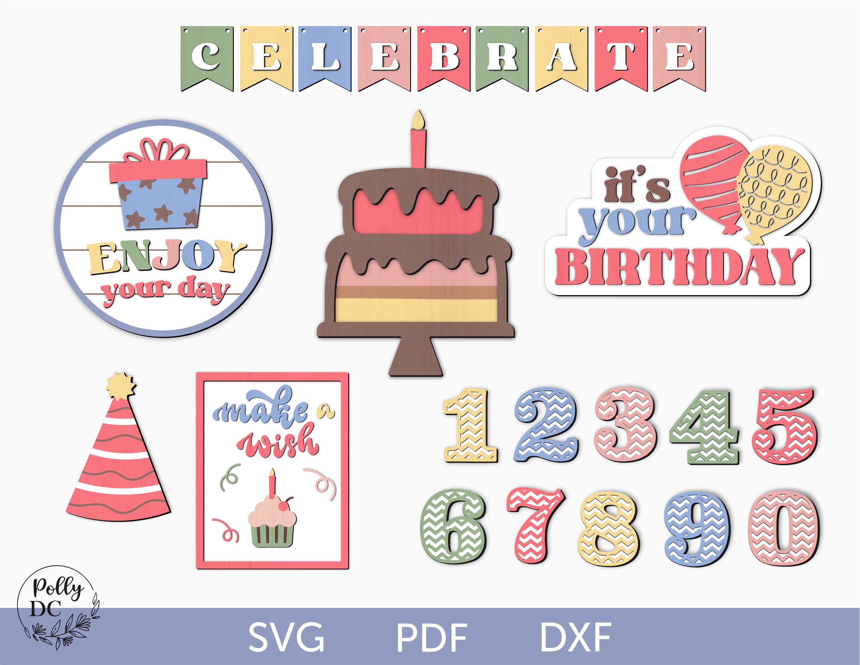 Birthday Tiered Tray Decor Svg, Birthday Party Tier Tray Decor ...