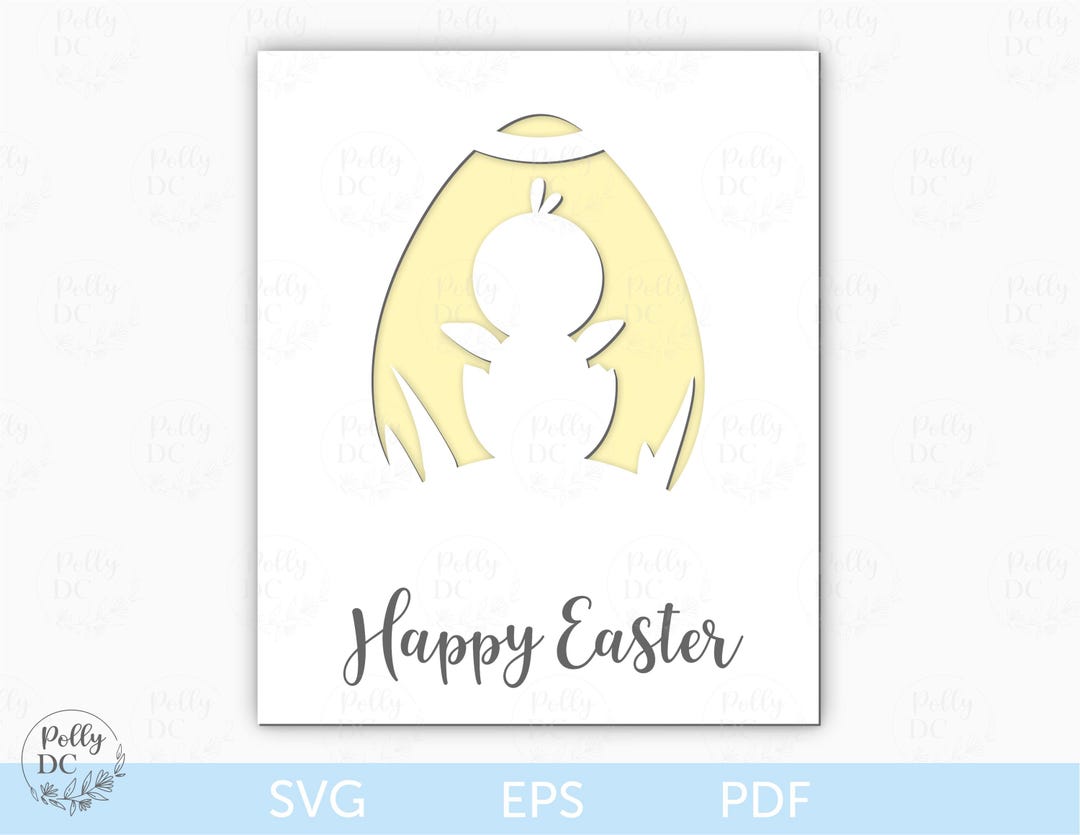 Easter Card SVG, Happy Easter Card Cut File, Easter Paper Card Template ...