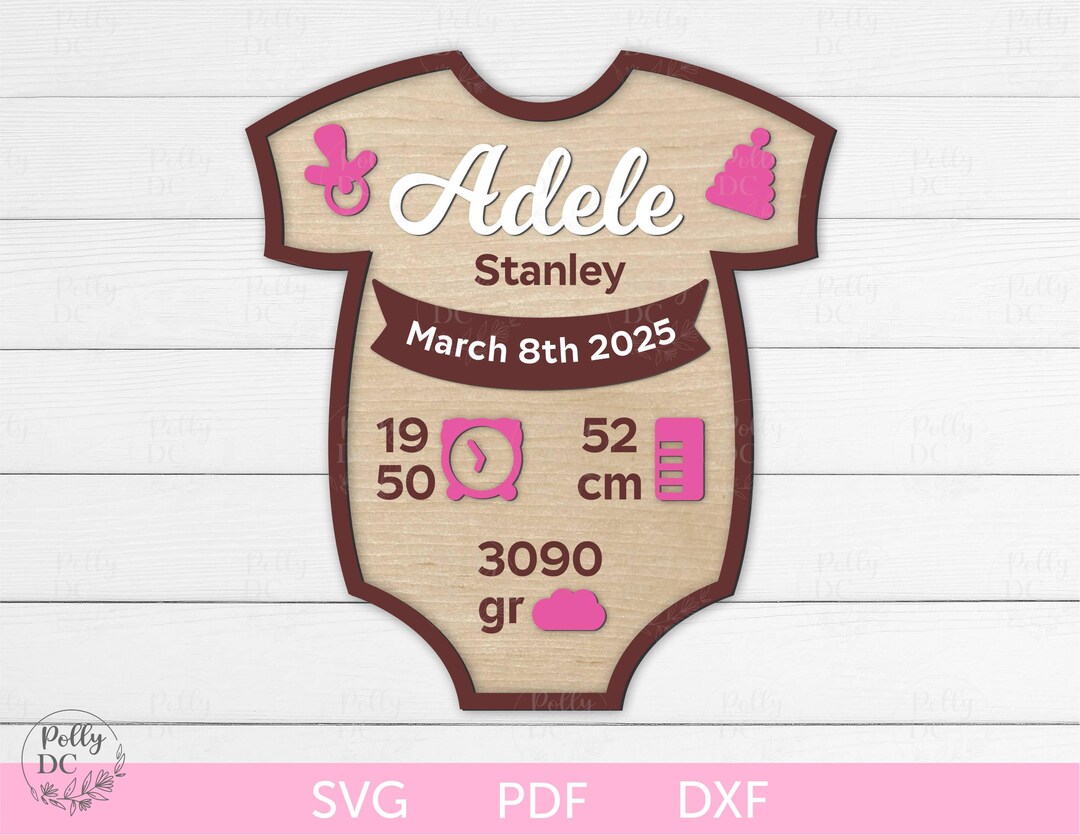 Baby Announcement Sign, Metric Birth Stats Laser Cut File, Birth ...