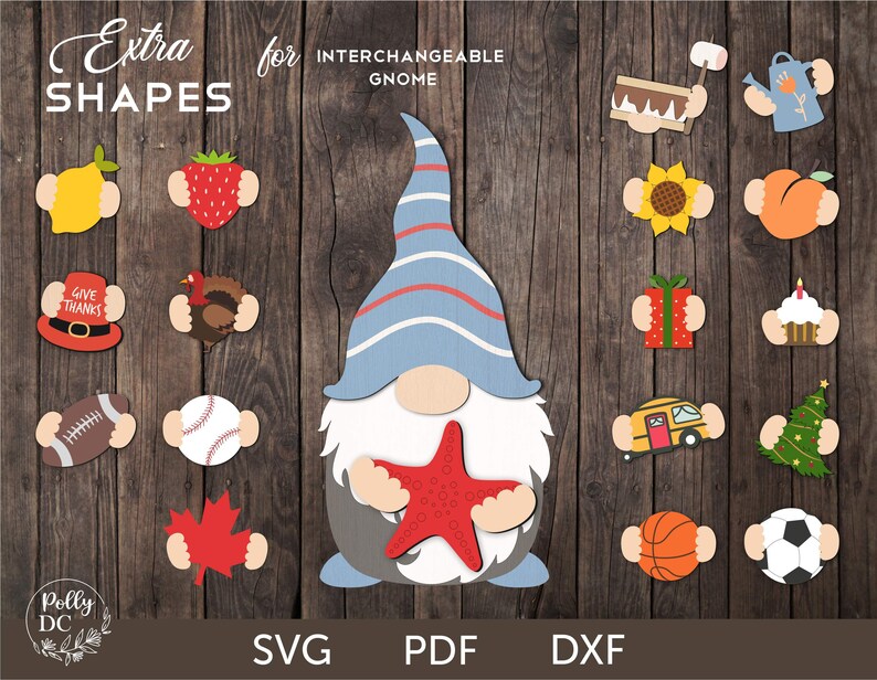Extra Shapes for Interchangeable Gnome SVG Laser Cut File - Etsy
