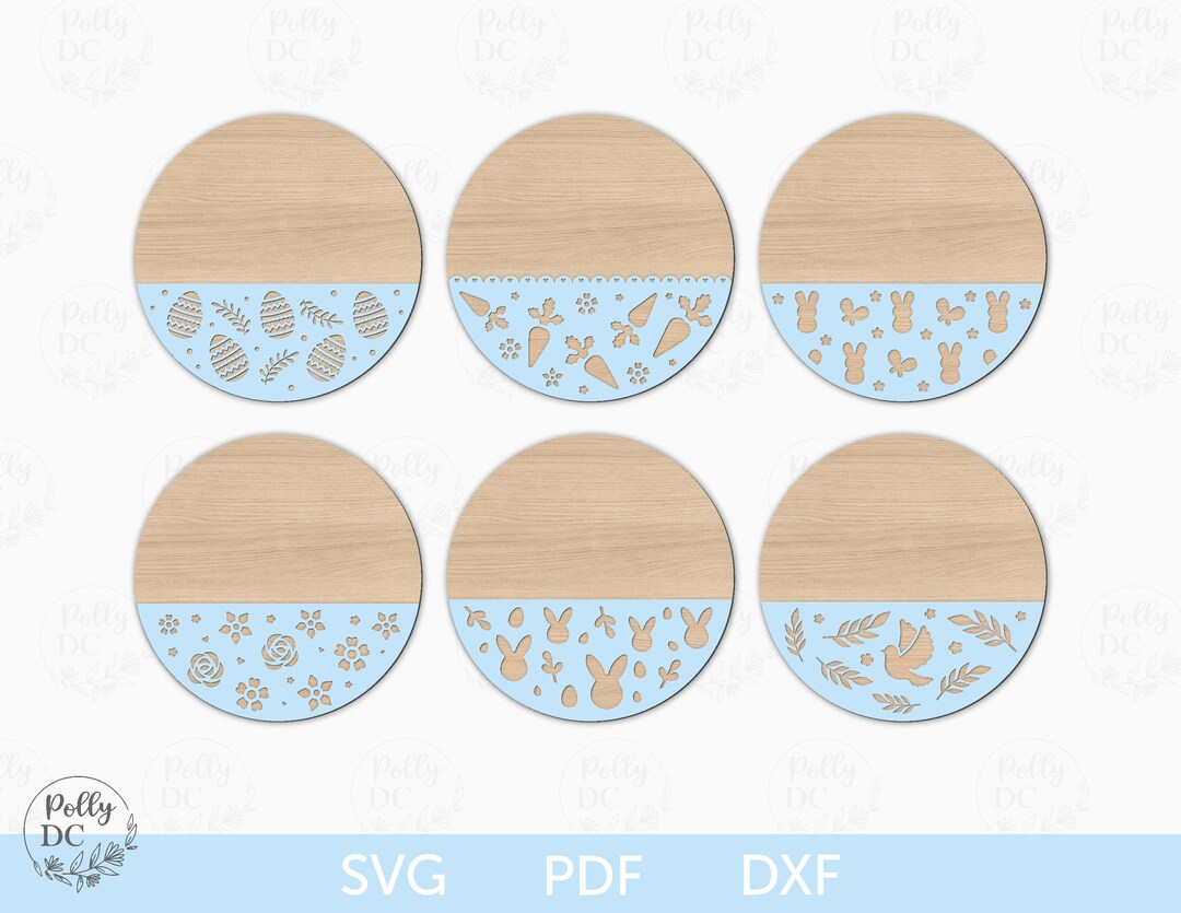 Spring Door Hanger Bundle Template SVG, Easter Door Round Sign Laser ...