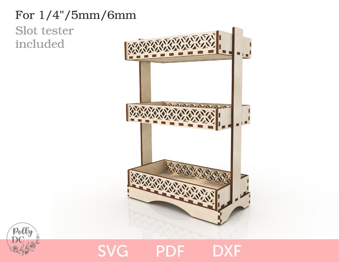3 Tiered Shelf SVG Cut File, Three Tiered Shelf Svg Laser Pattern ...