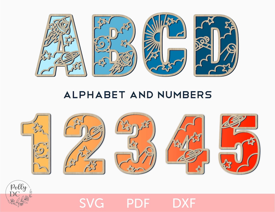 Space Letters and Numbers SVG, Laser Cut File, Space Letters, 26 ...