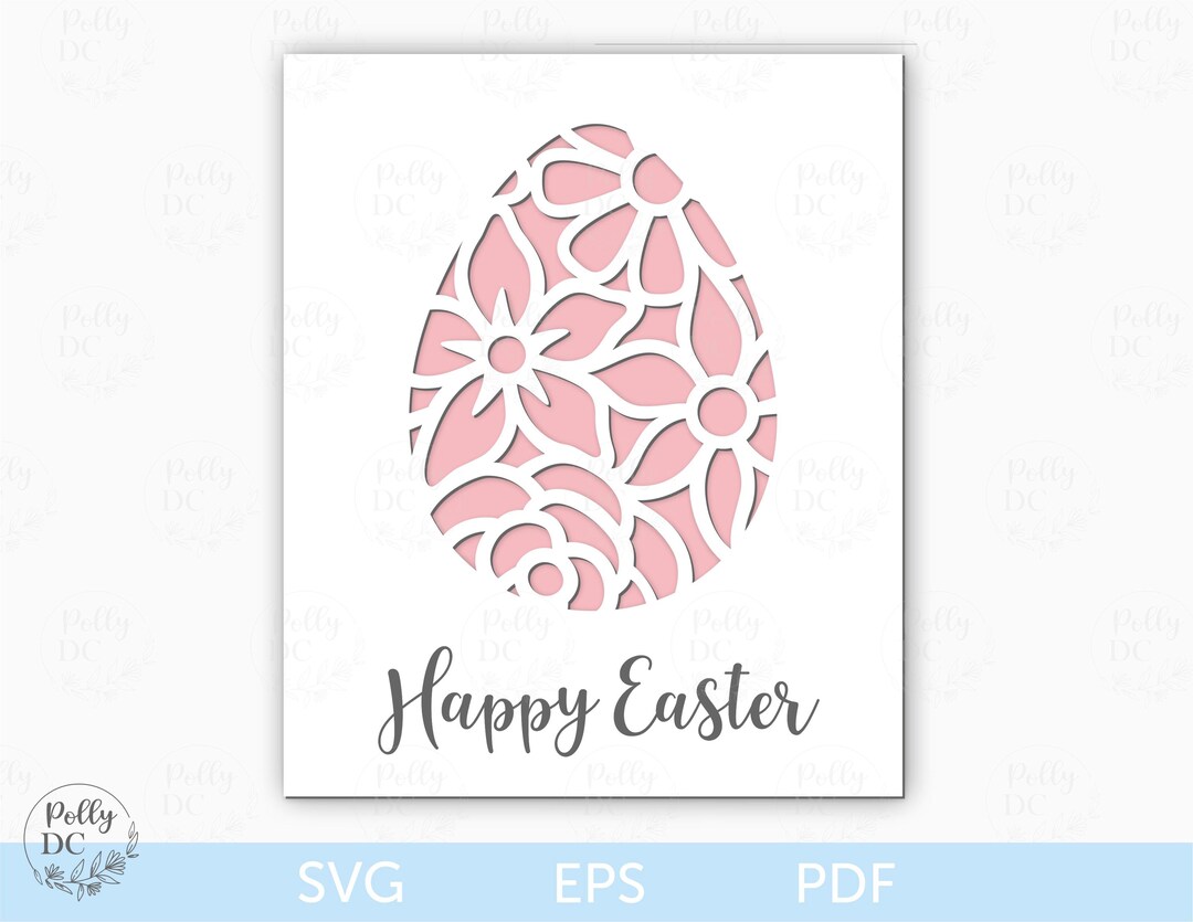 Easter Card SVG, Happy Easter Card Cut File, Easter Paper Card Template ...