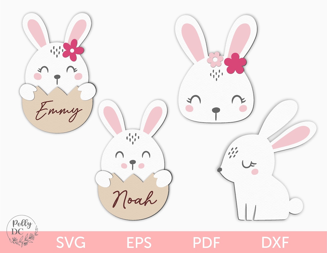 Bunny Easter Tag Svg, Bunny Easter Name Tag Svg, Easter Gift Tags Svg ...