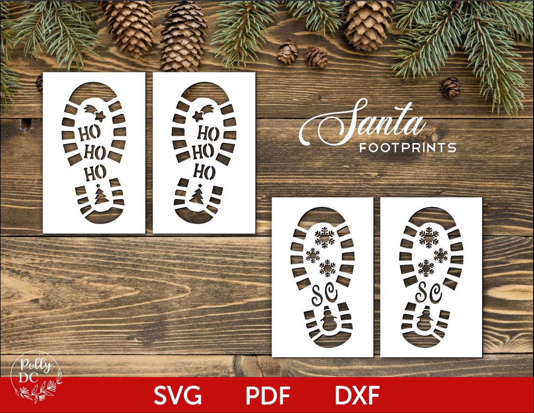 Santa Footprint SVG Cut File, Santa Boots SVG, Santa Footprint Stensil ...