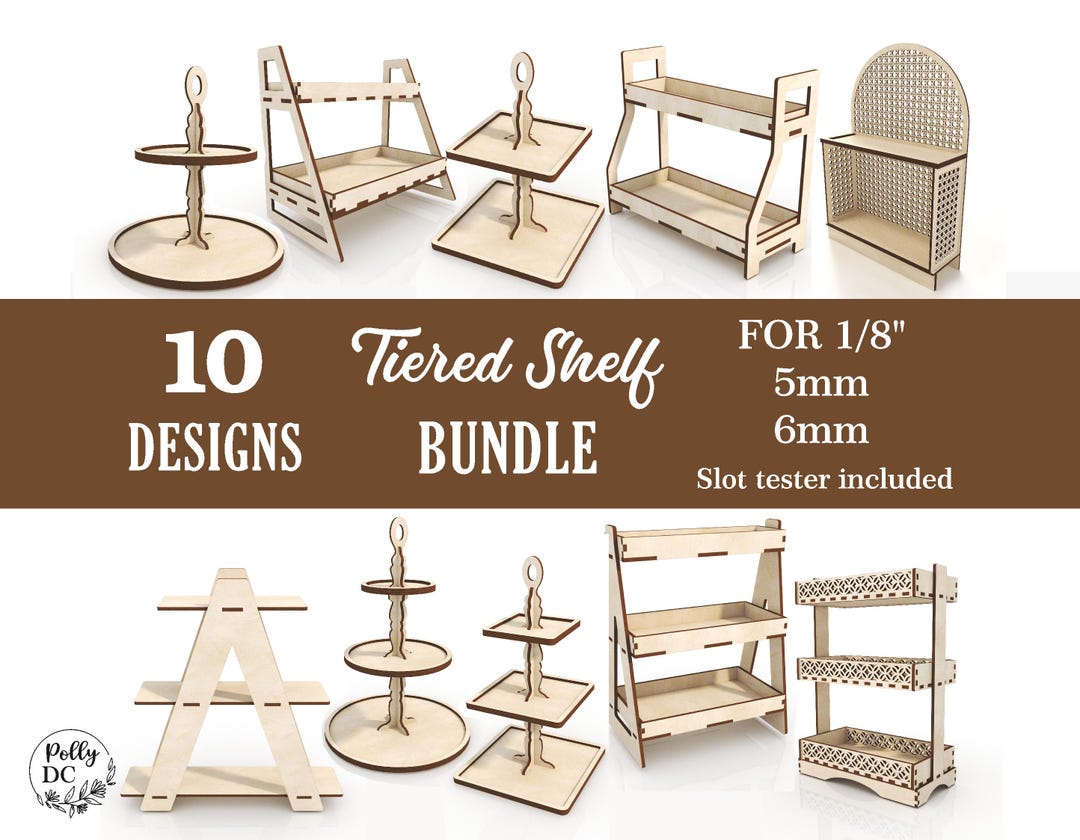 Tiered Tray SVG Bundle, Tiered Trays SVG Cut File, Laser Cut Tiered ...