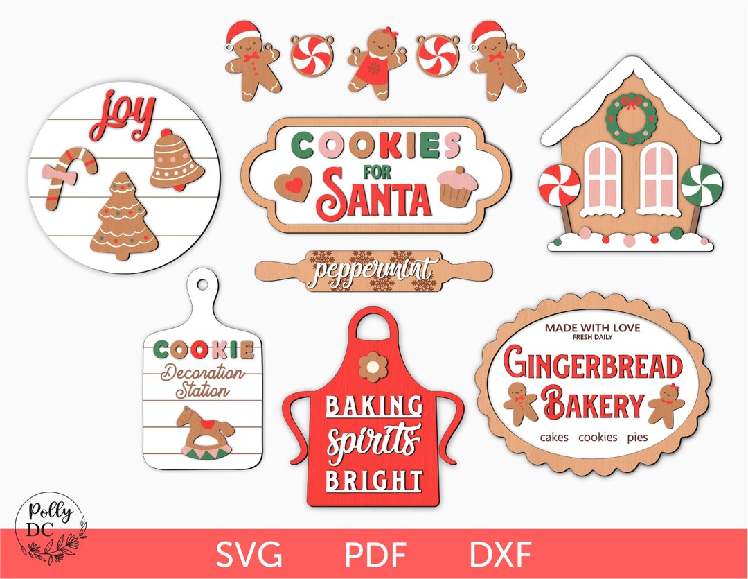 Gingerbread Tiered Tray Decor Svg, Gingerbread Cookies Tier Tray Decor ...
