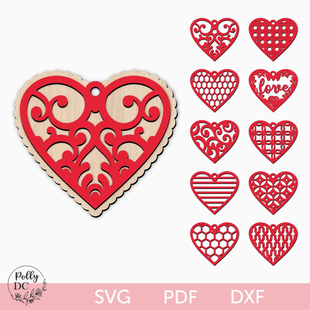 Valentine's Day Heart Ornament Svg, Valentines Hearts Bundle Svg Laser ...