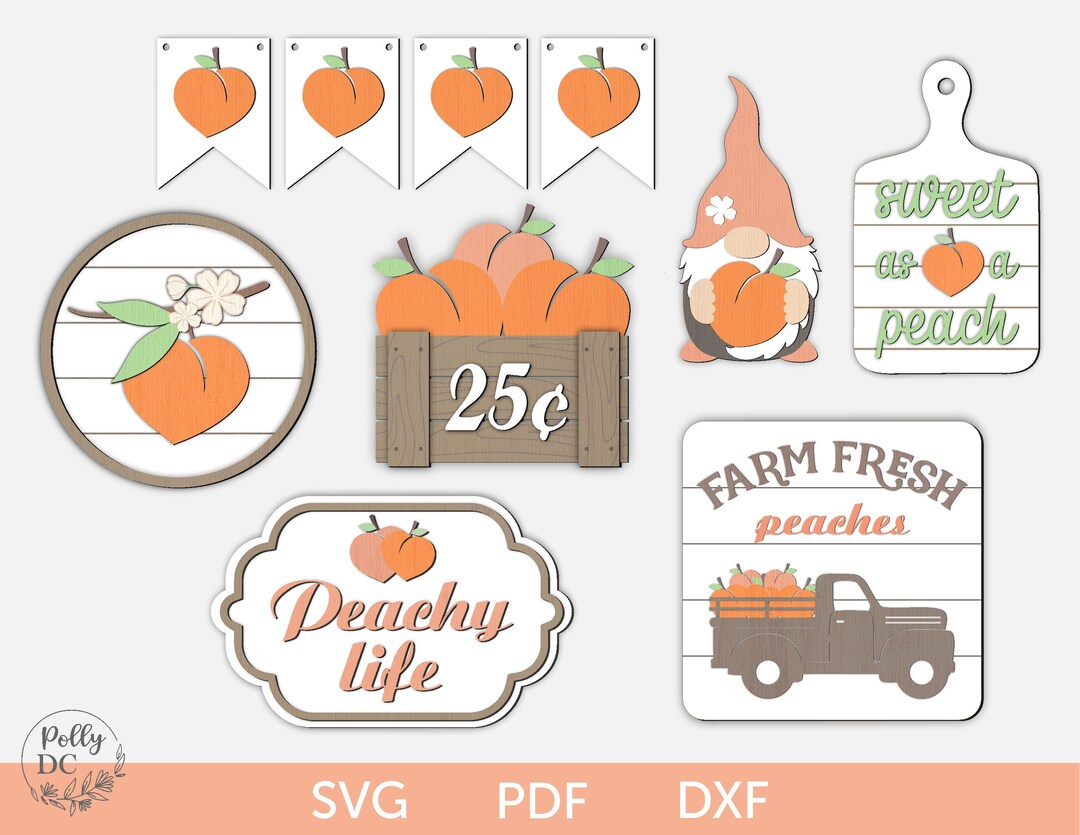 Peach Tiered Tray Decor Svg, Peach Tier Tray Decor, Summer Tiered Tray ...