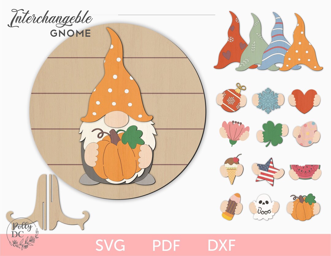 Gnome SVG Laser Cut File Interchangeable Gnome With Stand - Etsy