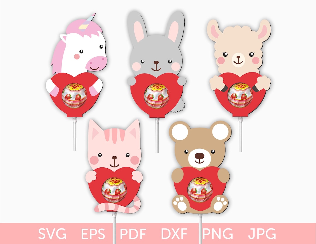 Valentine's Day Lollipop Holder SVG, Animals Unicorn Lollipop Holder ...