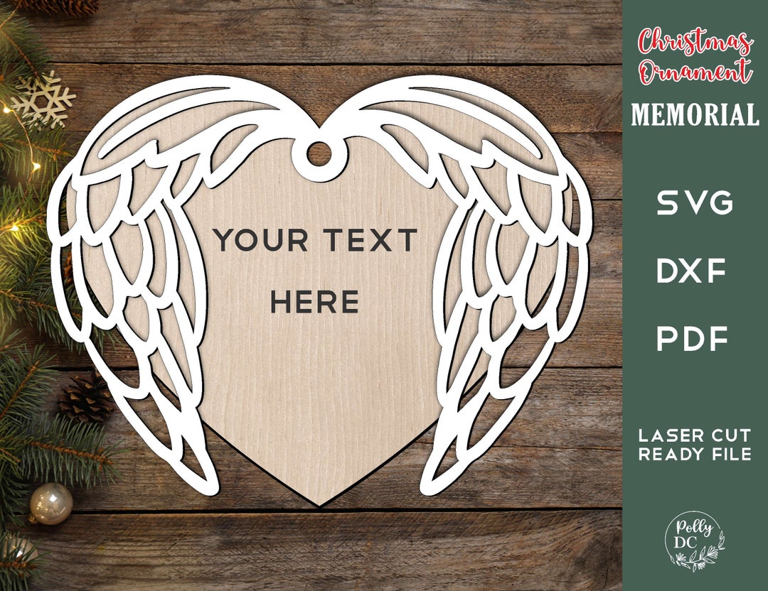 Memorial Ornament SVG, Christmas Memorial Ornament SVG, Heart and Wings ...