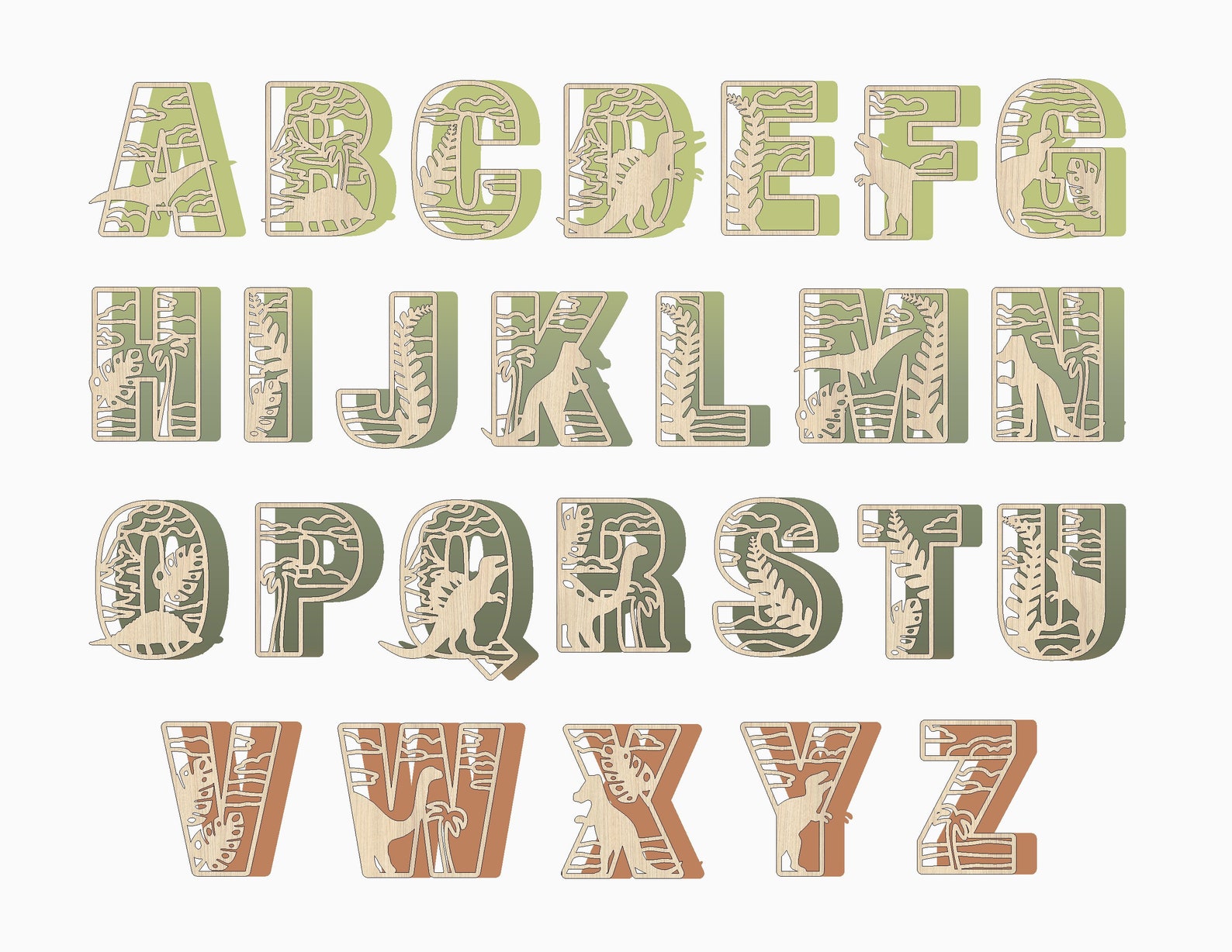Dinosaur Letters and Numbers SVG, Laser Cut File, Dino Letters, 26 ...