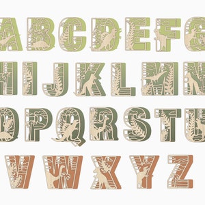 Dinosaur Letters and Numbers SVG, Laser Cut File, Dino Letters, 26 ...