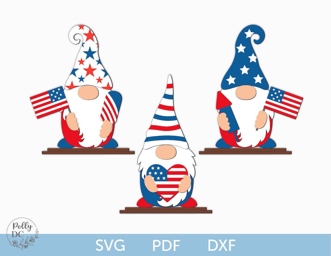 4th of July SVG Gnomes Laser File, Patriotic Gnome Laser File, 4th of ...