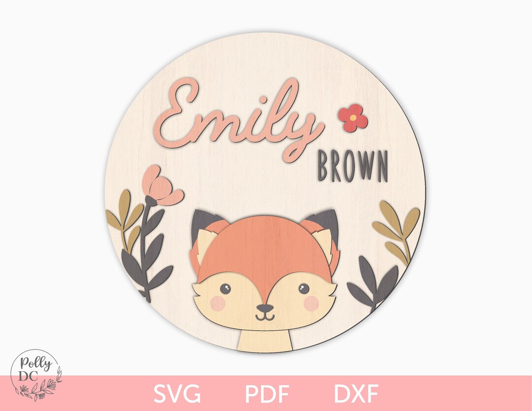 Baby Fox Nursery Sign Svg, Baby Name Sign Svg, Baby Fox Nursery Name ...