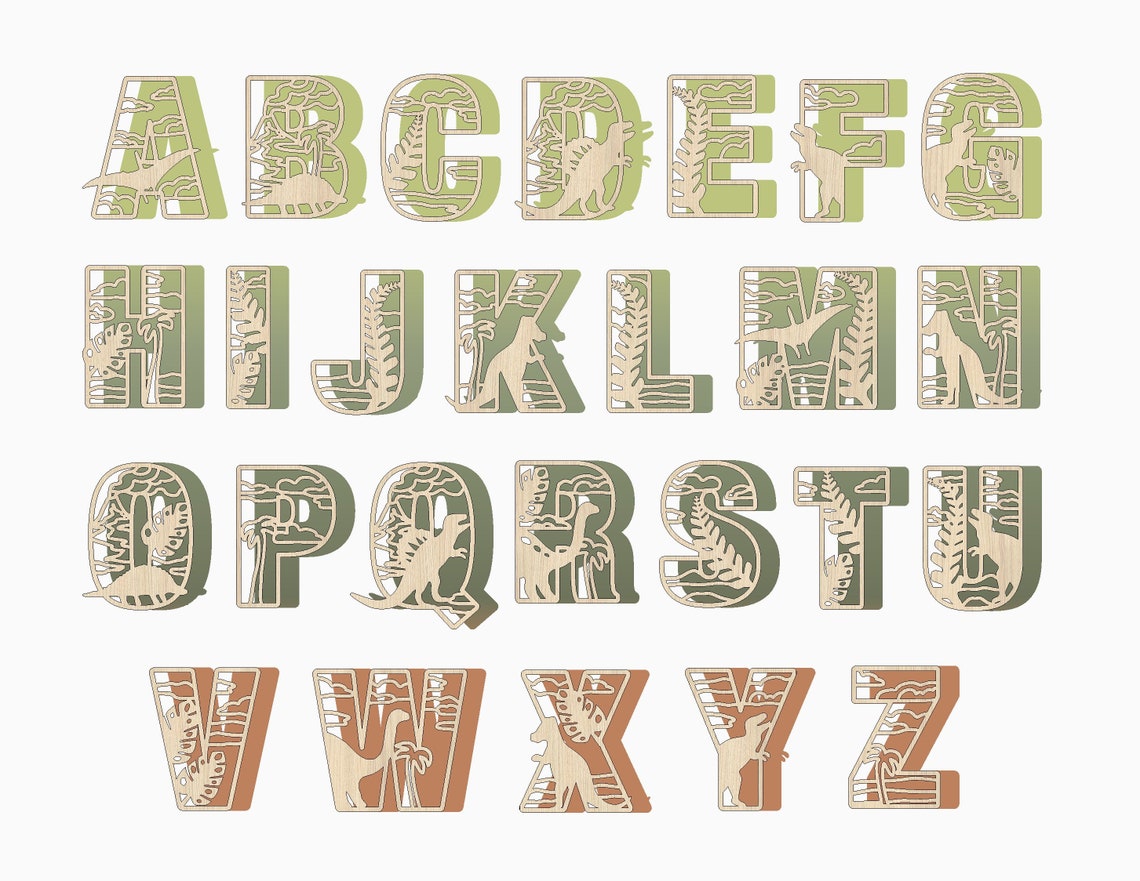 Dinosaur Alphabet SVG, Laser Cut File, Dinosaur Letters, Dino Alphabet ...