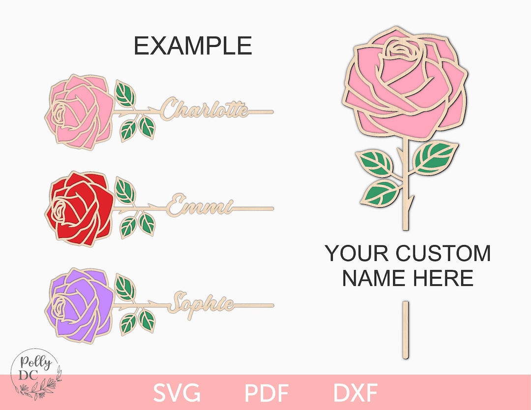 Personalized Rose SVG Laser File, Rose With Custom Name Svg Laser File ...